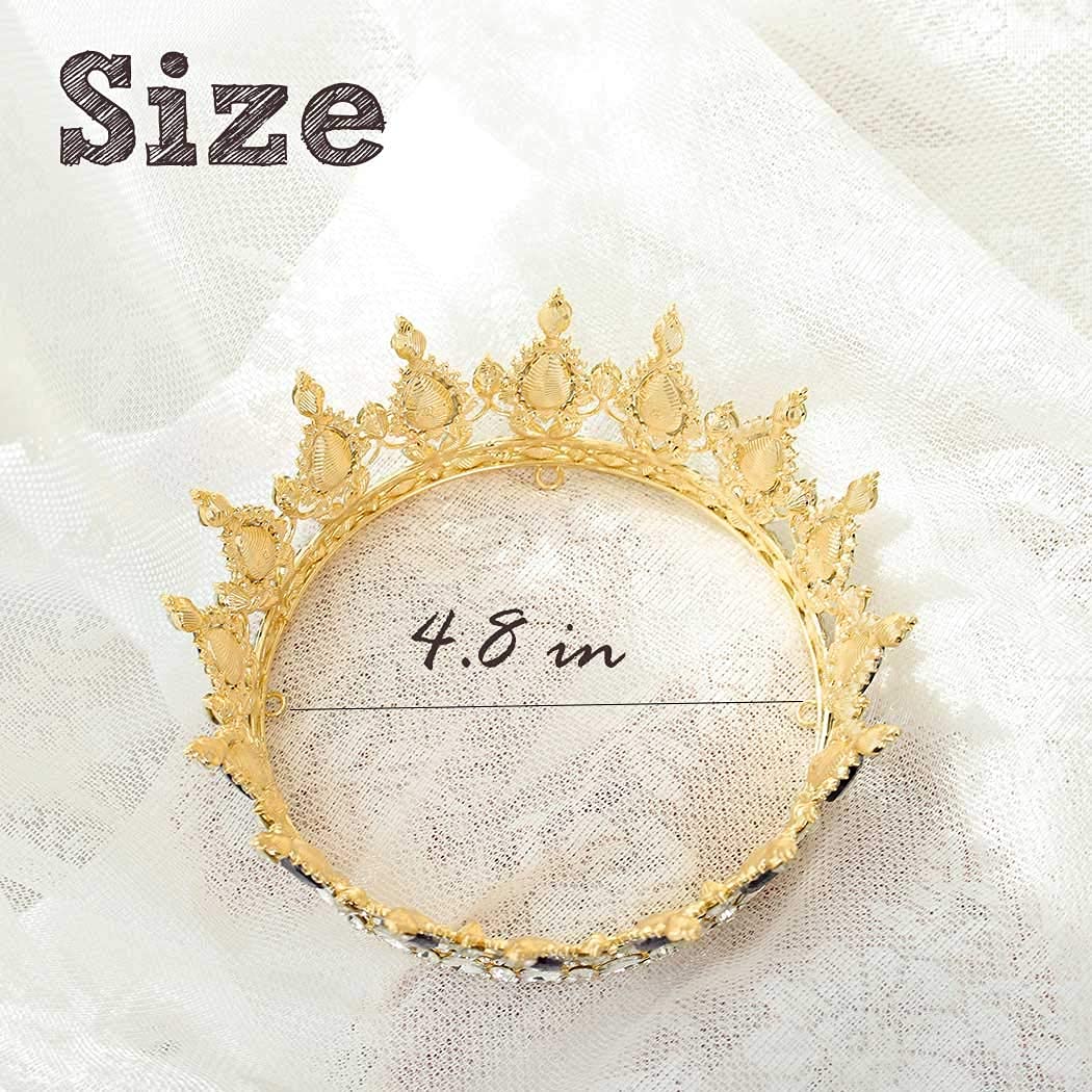 Foyte Baroque Queen Crown and Tiaras Sparkly Rhinestone Wedding Crown Bride Tiaras Princess Full Round Tiaras Headpieces for Women (Purple)