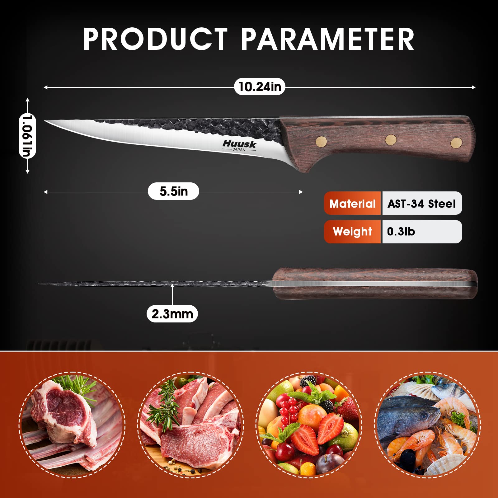 Huusk Japan Knife Bundle with Japanese Meat Butcher Brisket Trimming Knife