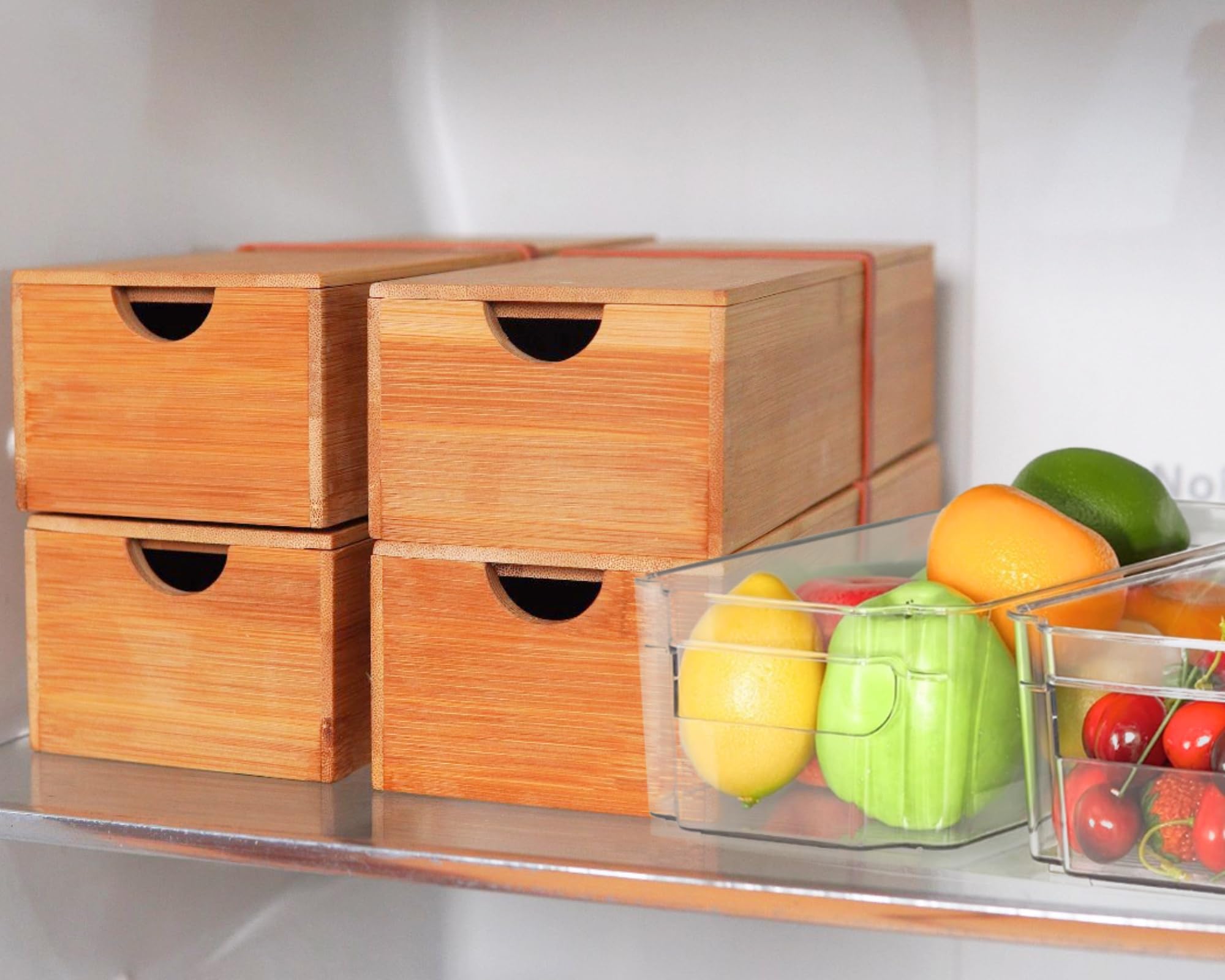 ecozoi Bamboo Cutting Board with 4 Slide Out Drawers with 4 Bamboo Lids for Easy Storage, Non Slip Meal Prep Station, Chopping Board, Wooden Butcher Block with Juice Groove and 2 Bonus Graters