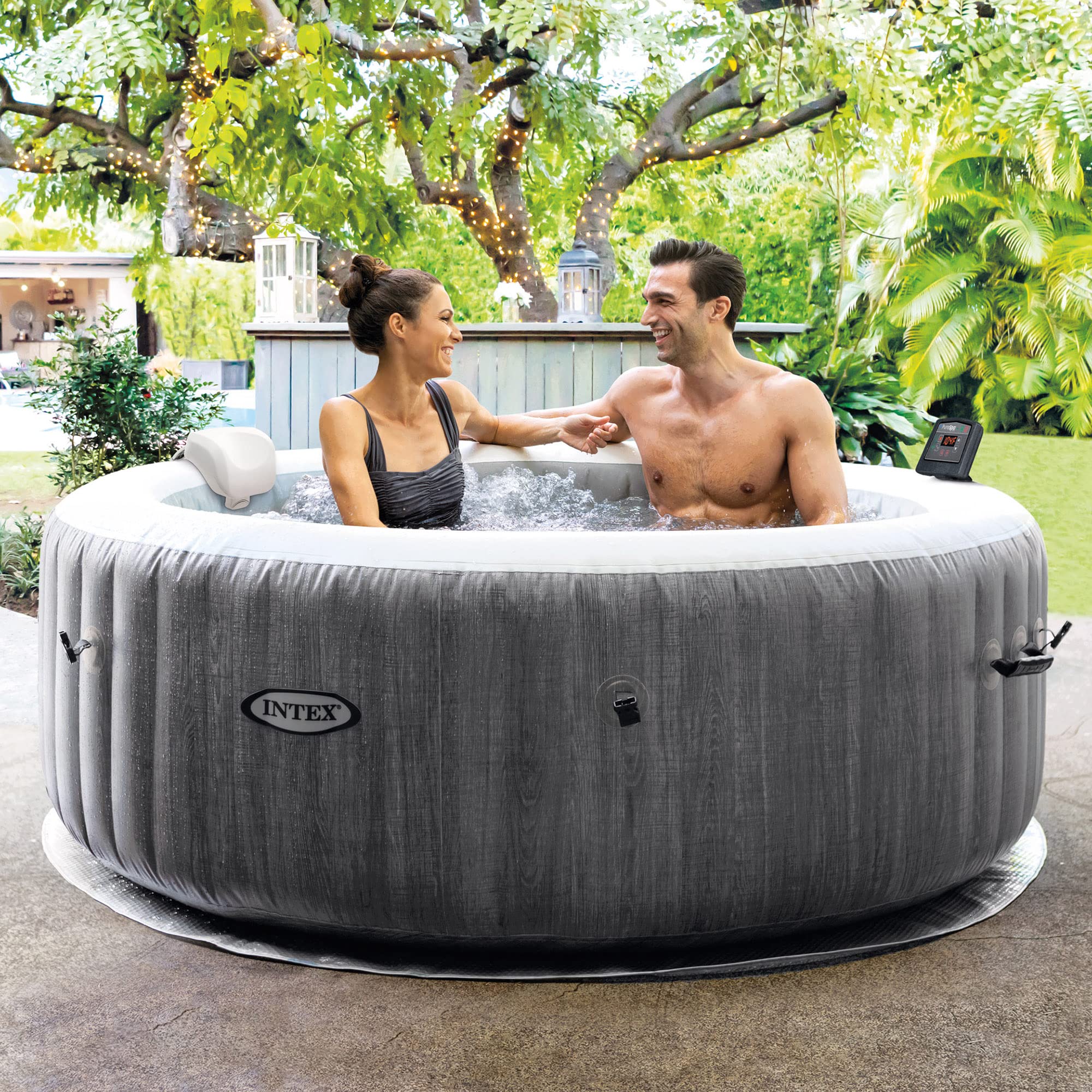Intex PureSpa Plus Greywood Portable Inflatable Hot Tub Bubble Jet Spa with 6 Easy Set Pool Spa Filter Replacement Cartridges