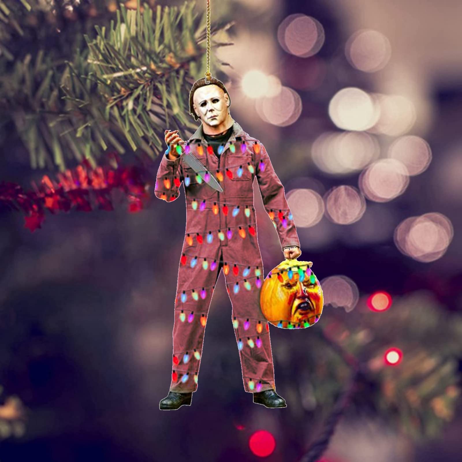 Halloween Dolls Pendant Horror Toys Zombies Skeleton Dwarf Decoration Car Rear View Mirror Pendant Hanging Festival Gifts, Red