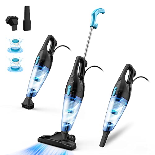 TC-JUNESUN Stick Vacuum Cleaner, 4 in 1 Lightweight Corded Vac with Handheld, 400W 15kpa Powerful Suction Small Dorm Vacuum Cleaner Portable with HEPA Filters, for Sofa, Curtains, Hard floor, Pet Hair