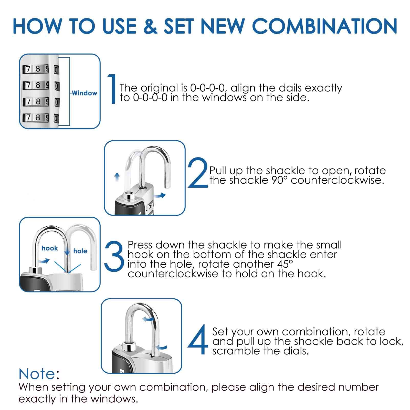 GIVERARE 2 Pack Combination Lock, 4-Digit Padlock Keyless, Resettable Luggage Locks for Backpack, Gym & School & Employee Locker, Weatherproof Travel Lock for Fence, Backyard Gate, Hasp, Case-Silver