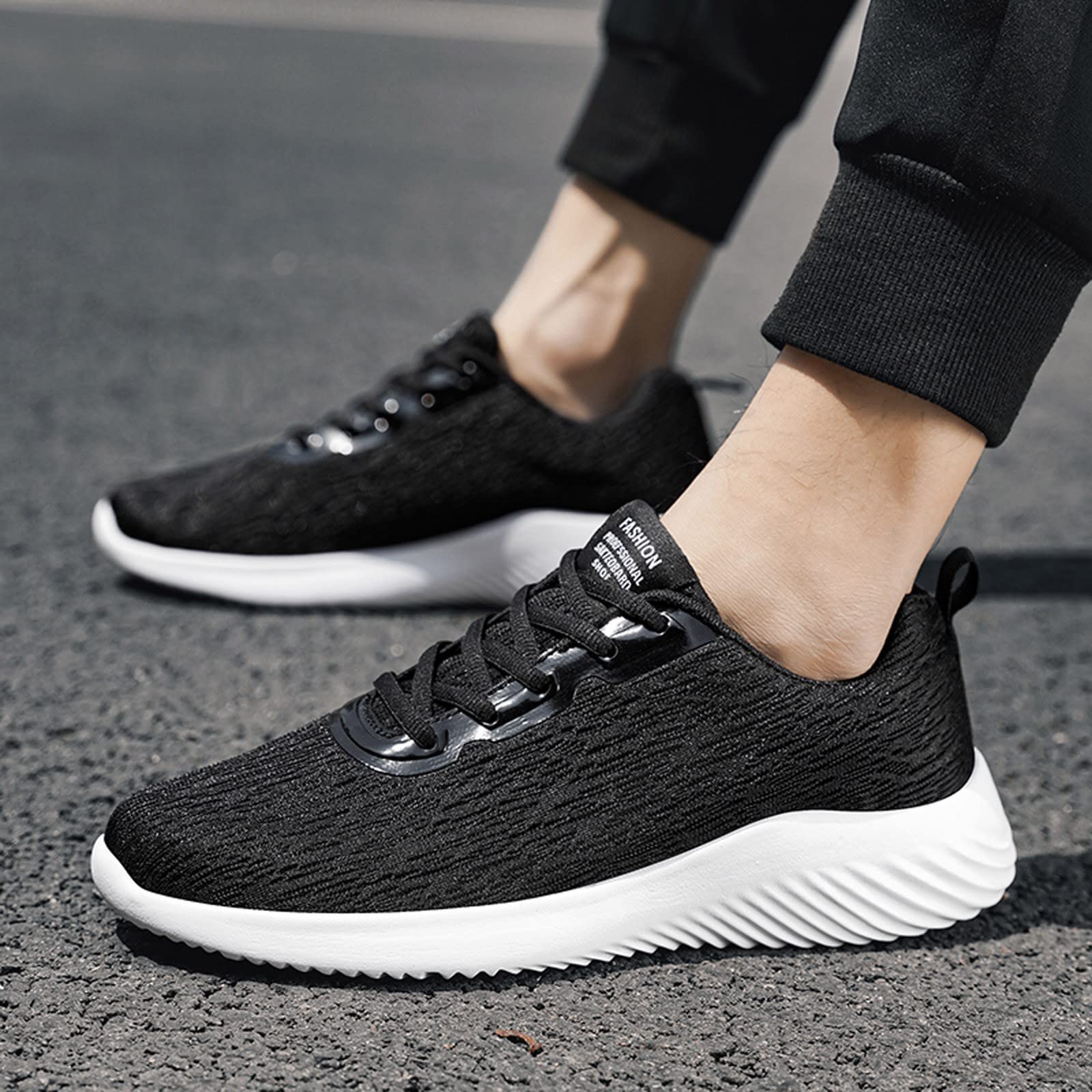 FASDNENDYS Fashion Men Mesh Casual Sport Shoes Lace Up Solid Color Running Breathable Soft Bottom Mens Club C 85 Sneaker White