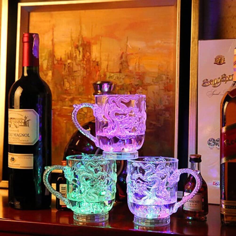 FOMIYES Mug 2pcs LED Cups Light up Flashing Beer Mugs 285ML Automatic Water Activated Color Changing Wine Whisky Glasses Drinkware Mugs Glow in The Dark Shot Glasses for Party Mens Gifts