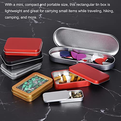uxcell Metal Tin Box, 6pcs 6.89" x 1.5" x 0.79" Empty Tinplate Containers with Hinged Lids, Black, for Home Organizer, Candles, Gifts, Car Keys, Crafts Storage
