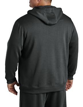 DXL Big + Tall Essentials Men's Big and Tall Full-Zip Fleece Hoodie Black 4XL
