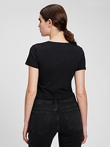 GAP Womens Logo T-Shirt Heather Grey Black