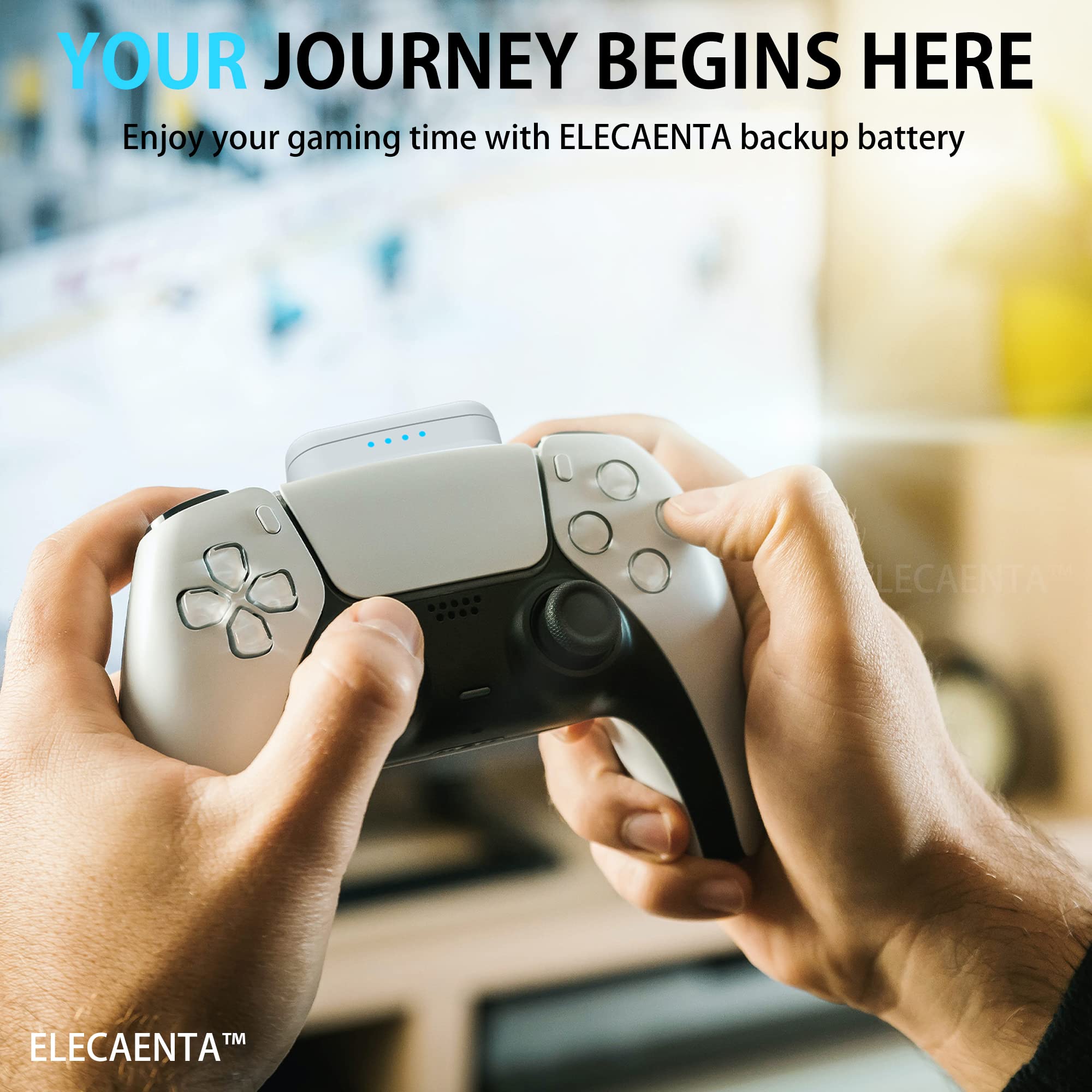 ELECAENTA PS5 Controller Battery Pack, 2000mAh Rechargeable with LED Indicator, Play and Charge Backup Powerpack Kit for Sony PlayStation 5 Controller with Type-C Charging Cable