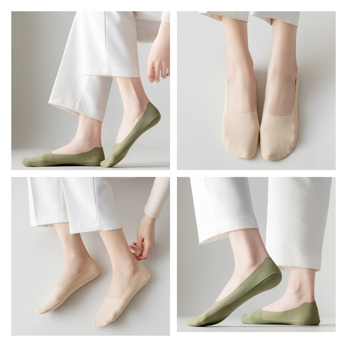 FORJMMP 10/20 Pairs No Show Socks for Women Non-slip Low Cut Liner Socks Invisible Ice Silk Socks (10 Pairs)