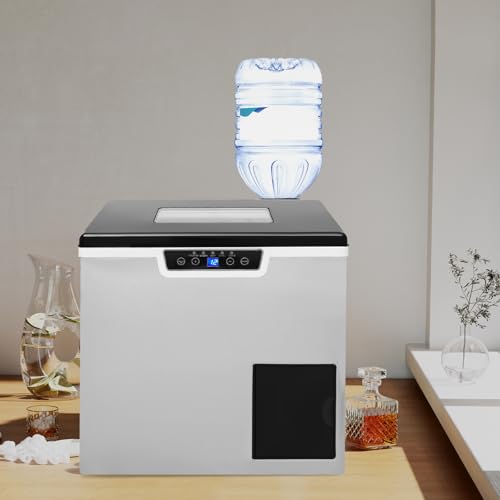 Porkke Square Ice Maker, Ice Crusher, Commercial Ice Maker, 150-180W Desktop Ice Maker, Freestanding Stainless Steel Ice Maker for Milk Tea Shops, Coffee Shops, Offices