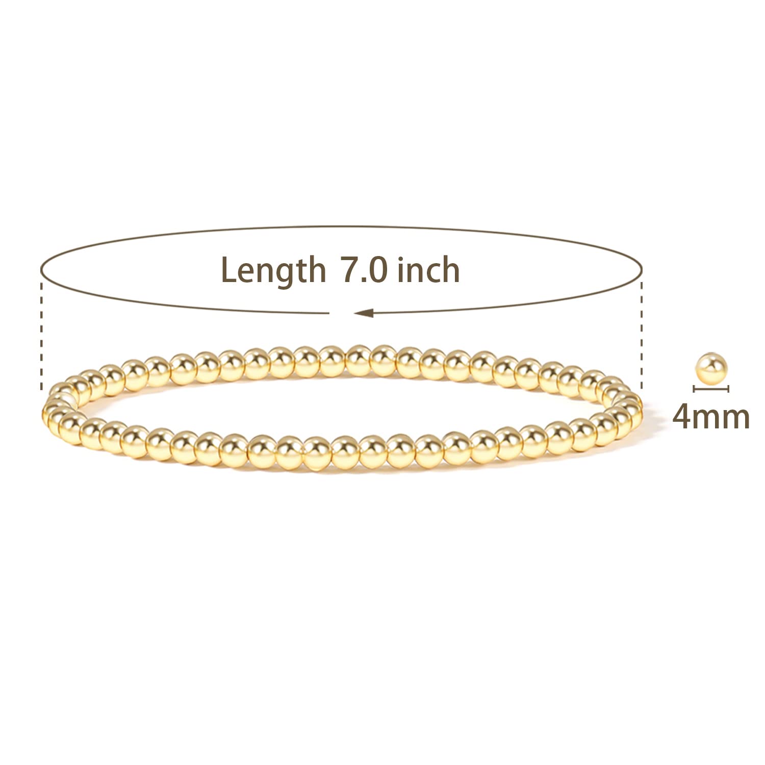 Elegance 11 designs 14K Gold Plated Bead Ball Bracelet Stretchable Elastic Gold Beaded Bracelets for Women