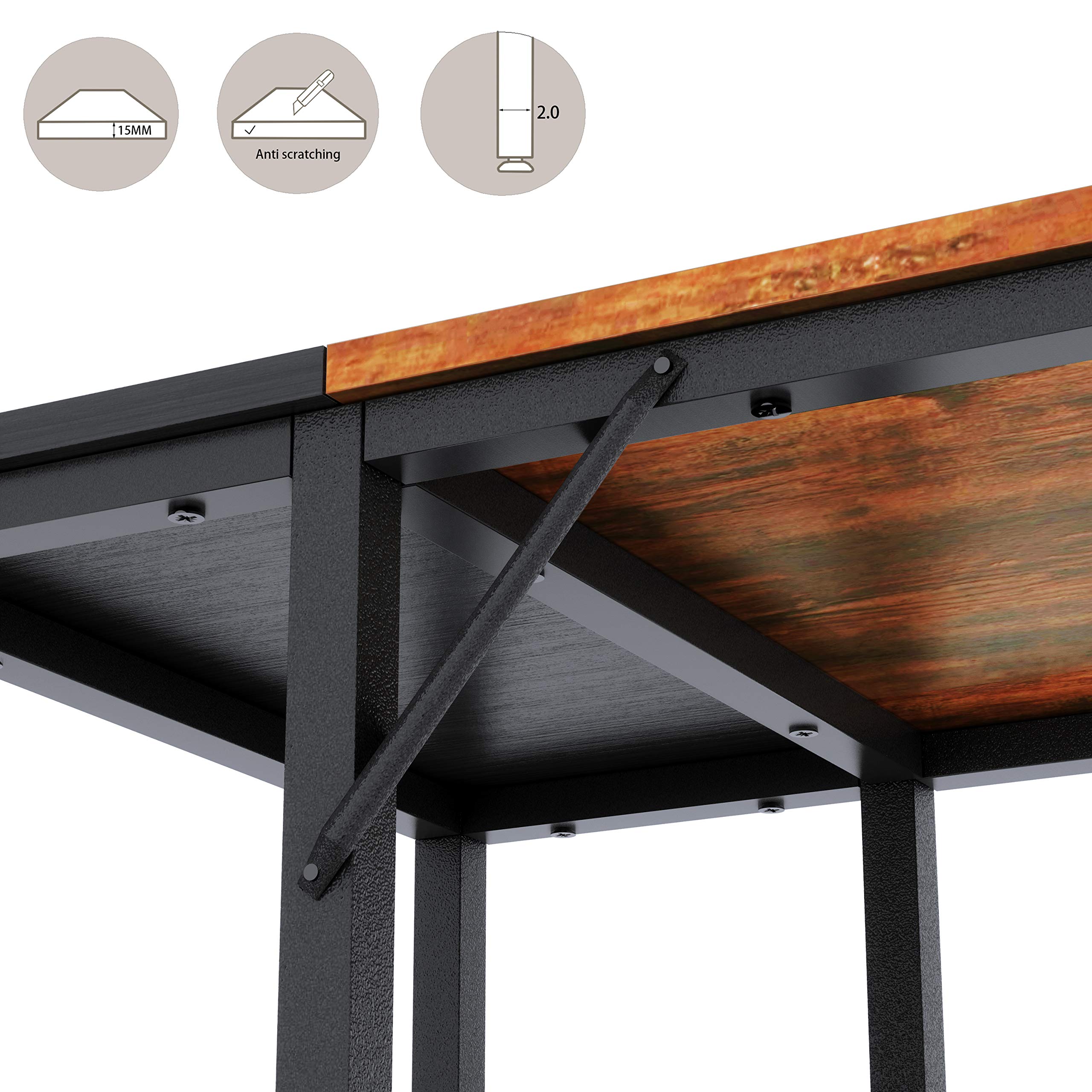Extra Mile Computer Desk with Storage Shelves,47 Inch Small Desk Study Writing Table for Home, Office, Study Room, Bedroom,Vintage Rustic Brown and Black