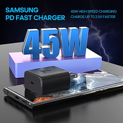 Samsung USB C 45W PD Super Fast Charger Type C Wall Adapter Quick Charging Block for Samsung Galaxy S23/S23 Ultra/S23+/S22 Ultra/S22+/S22/Note 10/S21/S21 Ultra/ S21+/Z Fold/, Galaxy Tablet-2 Pack