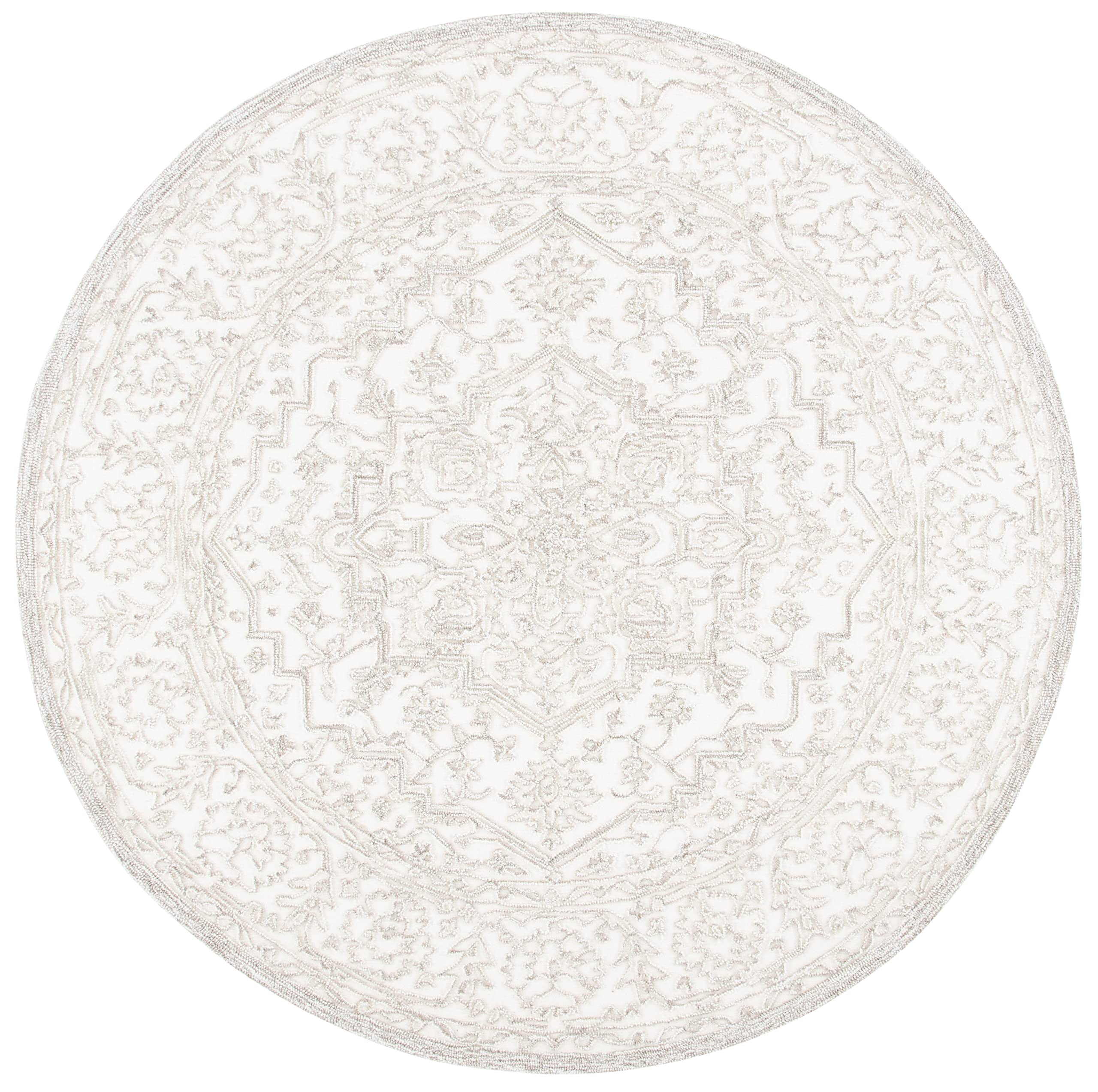 SAFAVIEH Trace Collection 6' Round Ivory / Natural TRC302A Handmade Premium Wool Area Rug