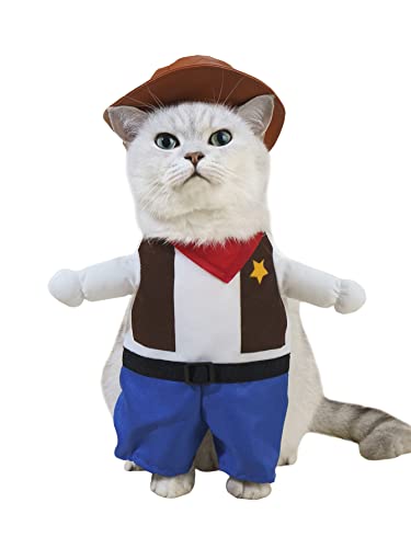 QWINEE Cowboy Dog Costume Holiday Halloween Costume Pet Clothes Cat Costumes for Puppy Kitty Small Dogs Multicolor M