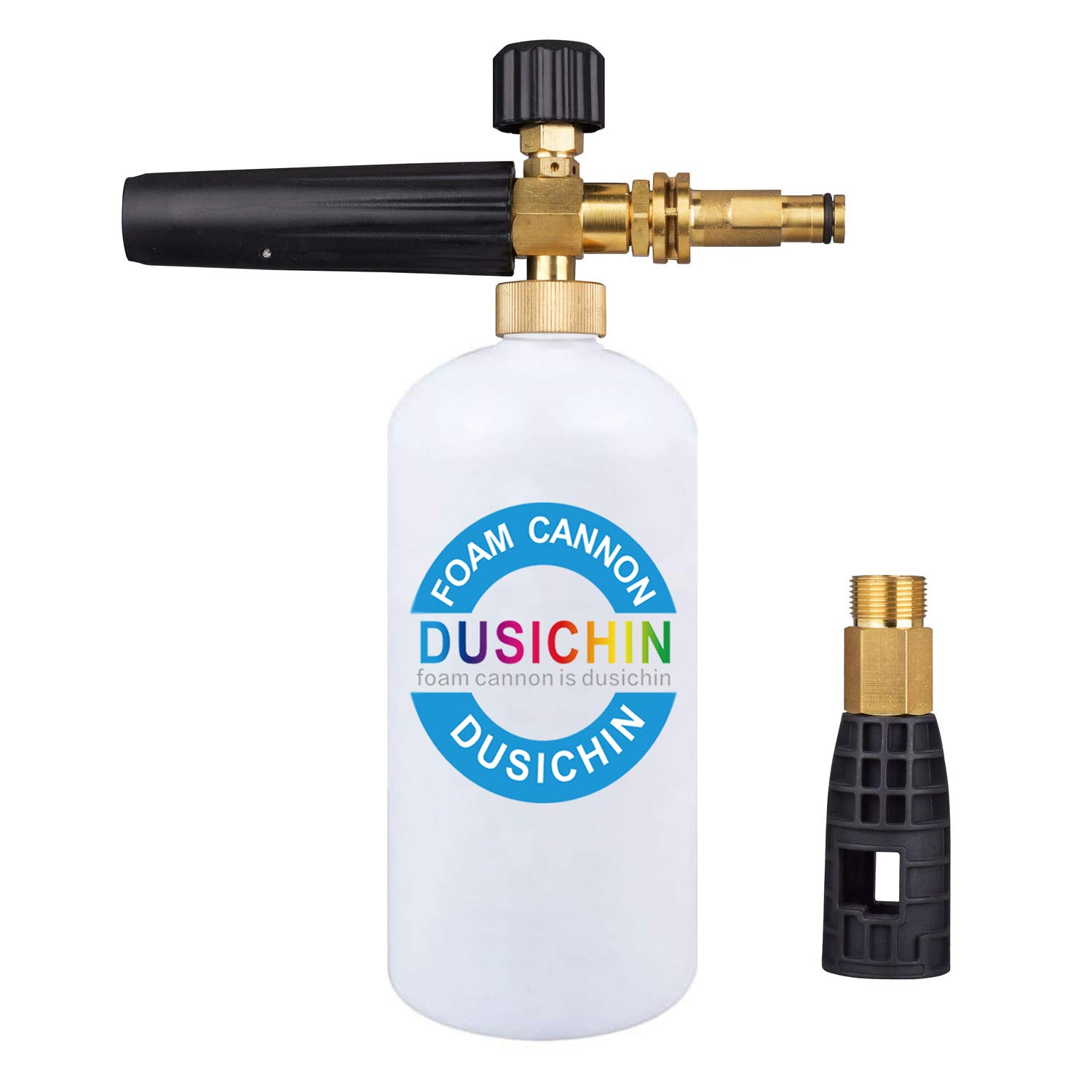 DUSICHIN DUS-115 Foam Cannon Lance for Sun Joe Adjustable Snow Soap Sprayer Sunjoe SPX Pressure Washer Gun Jet Wash Brass Quick Connector 33Oz Container