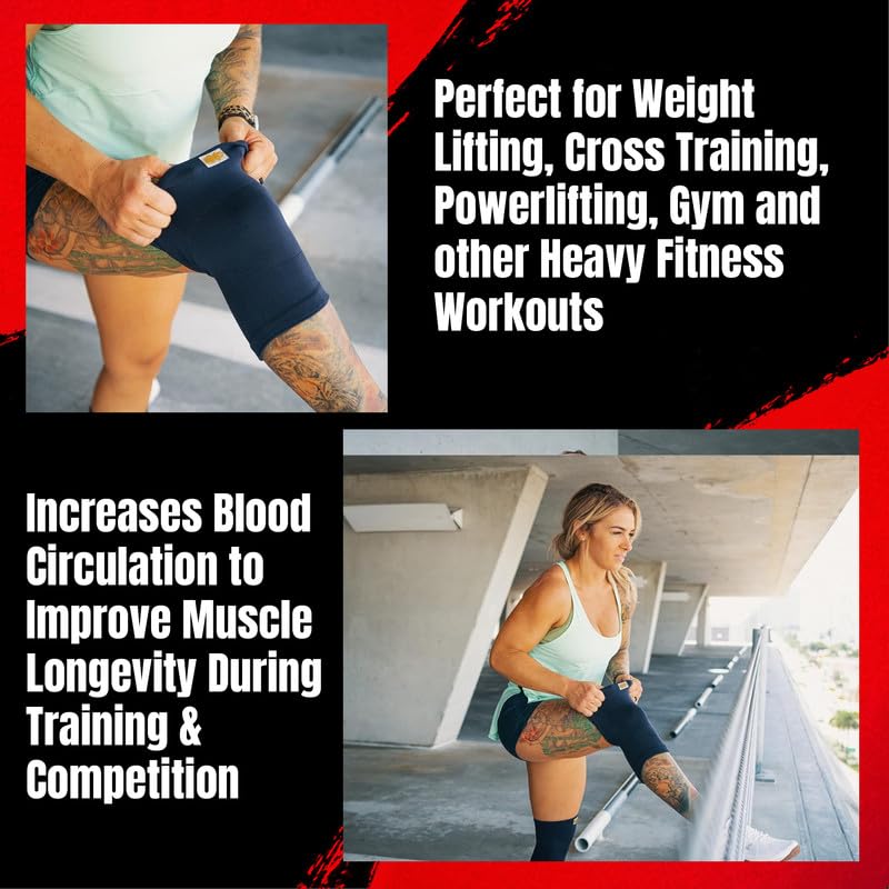 EXO Knee Compression Sleeves, Neoprene Sleeves for Women and Men, High-Performance Knee Compression Support for Squats, Weight Lifting, Powerlifting, Workout - Suitable for Joints, & Arthritis Pain