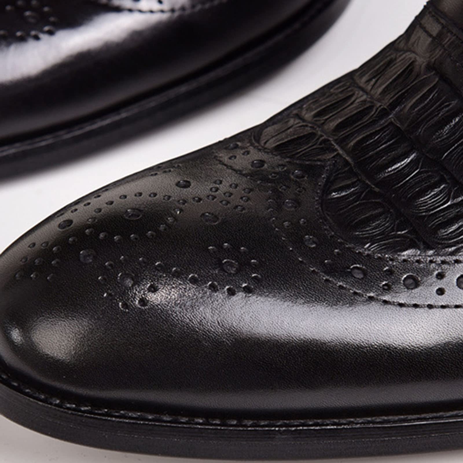 FASDNENDYS Fashion Style Men's Breathable Comfortable Business Lace Up Work Leisure Solid Color Leather Mens Shoes Leather Winter Black