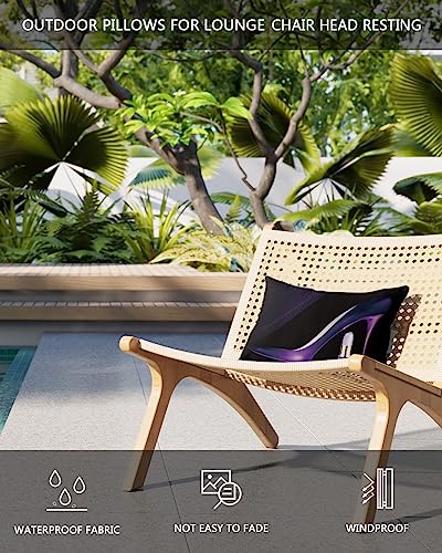 YOKOU Throw Pillow Covers Cases, Purple Lipstick and High Heel Black Durable Waterproof Cushion Covers with Strap, Ideal for Couches, Cars and Beach Chairs, 2pcs-12"X20"