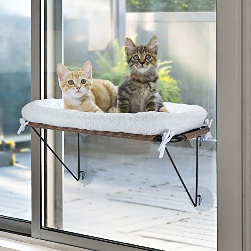 LSAIFATER Cat Window Perch with Supported Under Metal, Cat Hammock with Spacious and Comfortable Pet Bed for Kittens & Large Cats, Cat Gifts for Your Beloved Cat