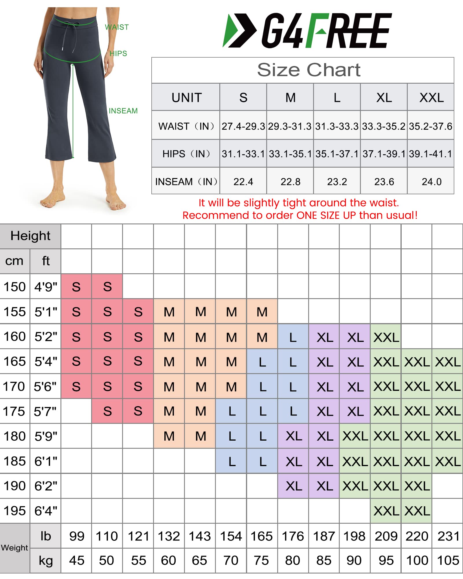 G4Free Womens Capri Golf Pants Bootcut with Pockets High Waisted Bootleg Casual Work Yoga Pants (Black,XL)