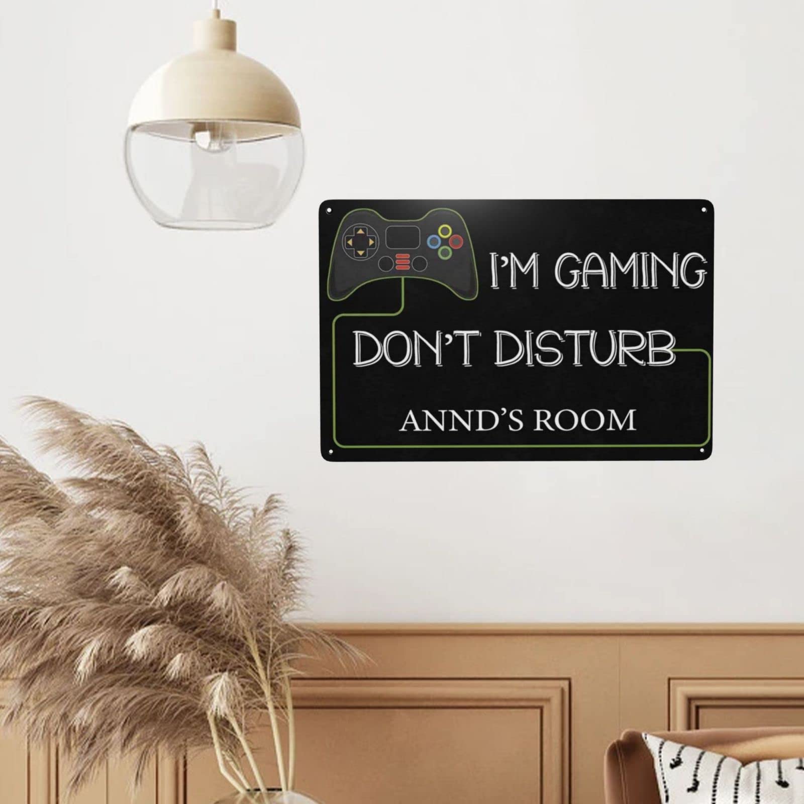 yuqier I'm Gaming Don't Disturb Personalized Custom Room Sign Black Kids Boys Bedroom Game Room Decorative Nameplate Accessories Humorous Warning Words Door Sign Hanging Creative Gift