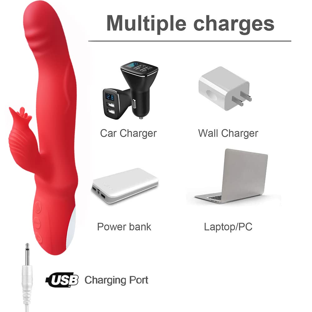 duubee Handheld Personal Rechargeable 9 Inch Vibrators Electric Vibrating Pleasure Portable Powerful Massager for Full Body Relaxation Massage Gifts 08281, Red