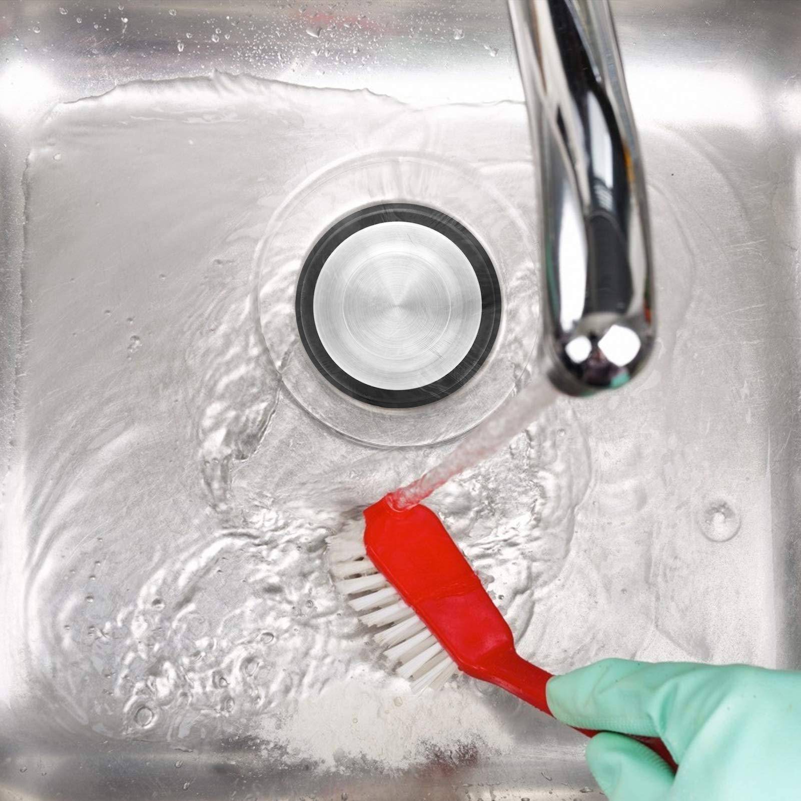 MJIYA Sink Stopper, 3.35 Inch Universal Kitchen Sink Stopper Garbage Disposal Drain Stopper Brushed Stainless Steel Rubber STP-SS, for Insinkerator, Kitchenaid, Waste King, Kohler and More (Silver-A)