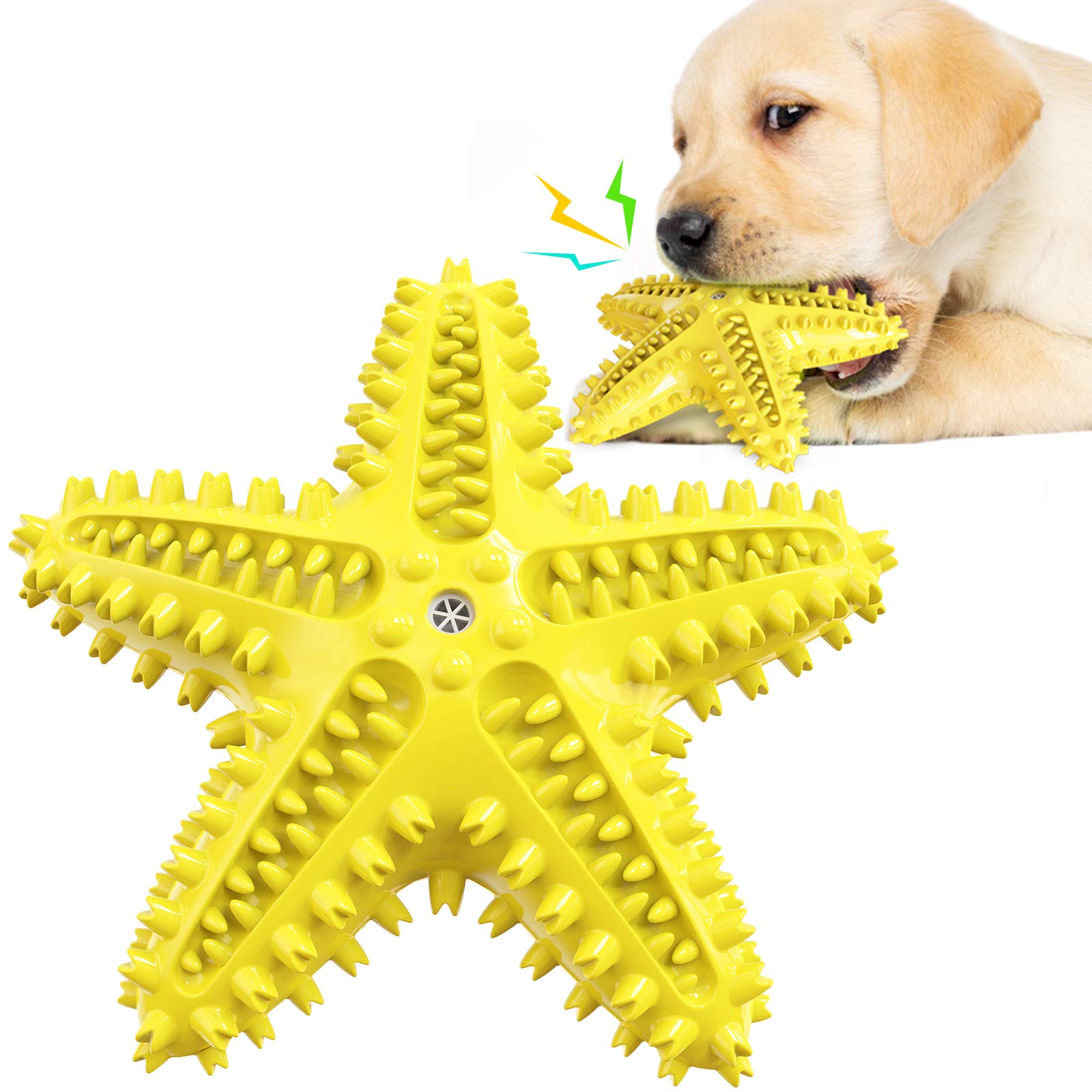 Woleigiao Dog Toys for Aggressive chewers Puppy chew Toys for Teething Squeaky Dog Toys Water Floating Chew Toy for Toothbrush Puppies and Small Dogs (Yellow)
