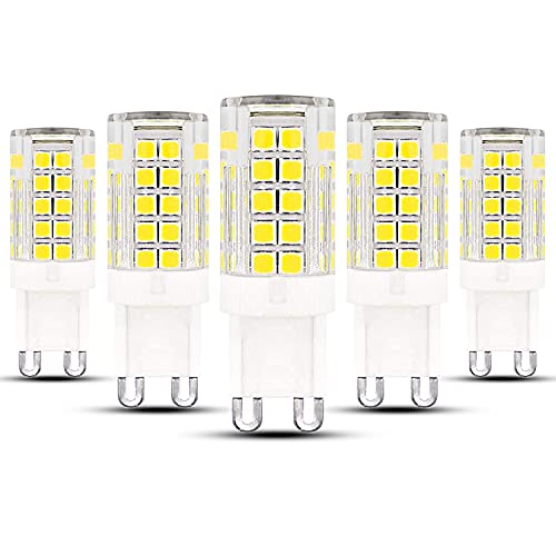 G9 LED Bulb 4W (40W Halogen Equivalent), Daylight White 6000K, 450LM 110V 120V T4 G9 Ceramic Base Light Bulb for Ceiling Light, Under Cabinet (4-Pack)