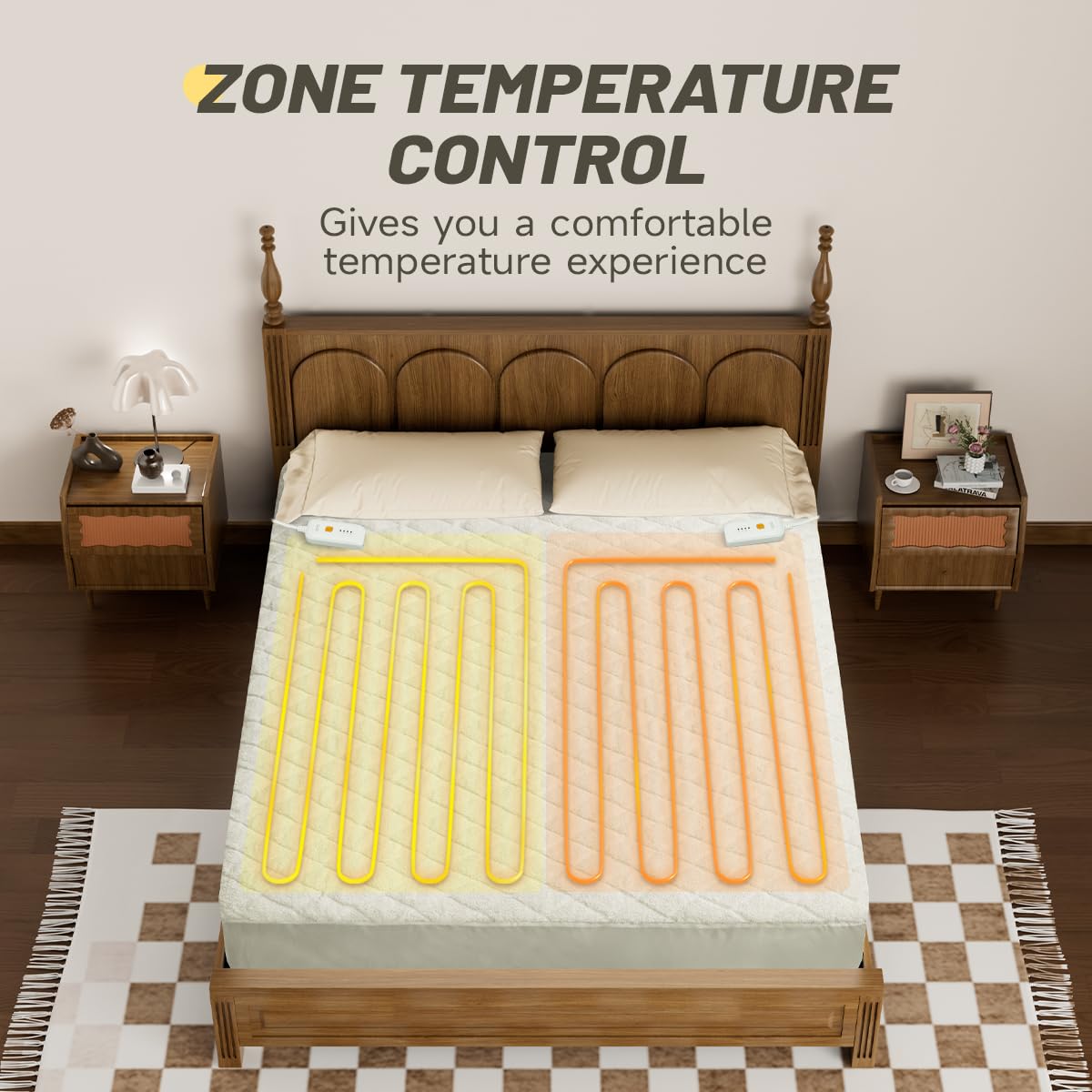 Heated Mattress Pad Queen Size Dual Control- Bed Warmer Electric Mattress Cover with 4 Heat Settings& 10 Hour Auto Off,60ββx80ββ-Fit Up to 15 Inch,ETL Certified,Machine Washable