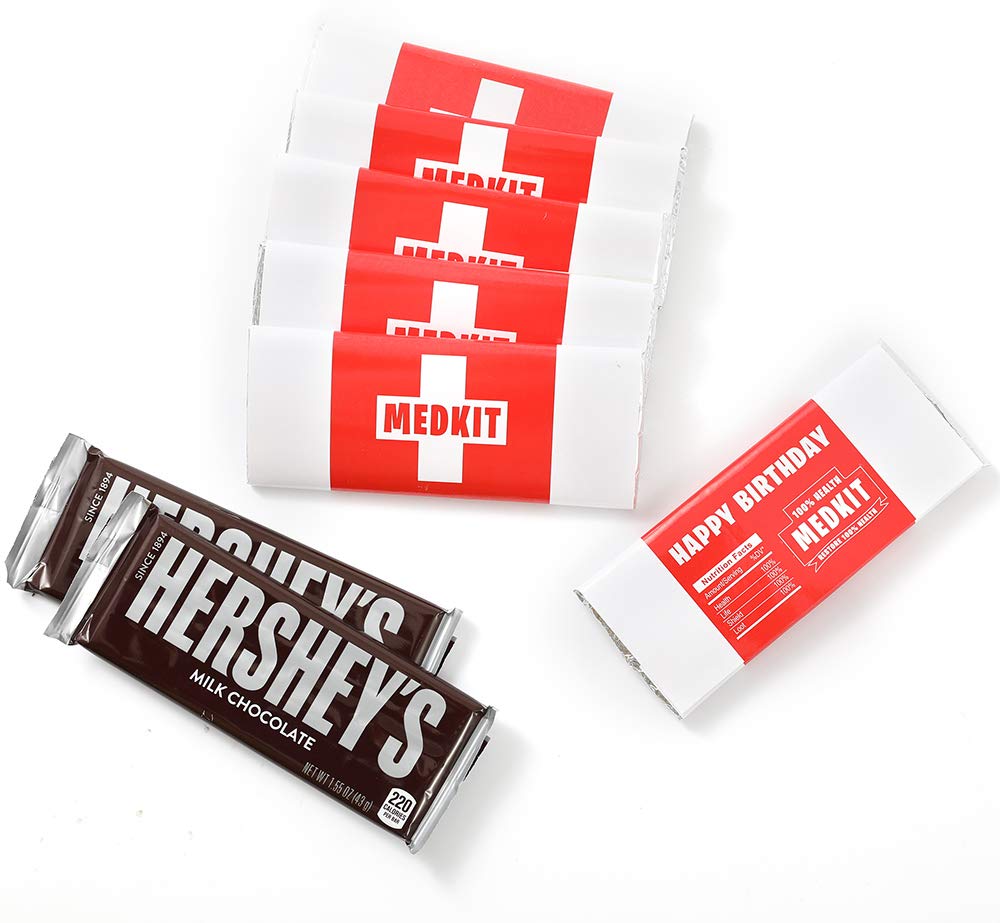 Game Party Supplies Chocolate Bar Medkit Labels With Foil Wrappings For Birthday Party Game Birthday Party Decorations (24+24 Count)
