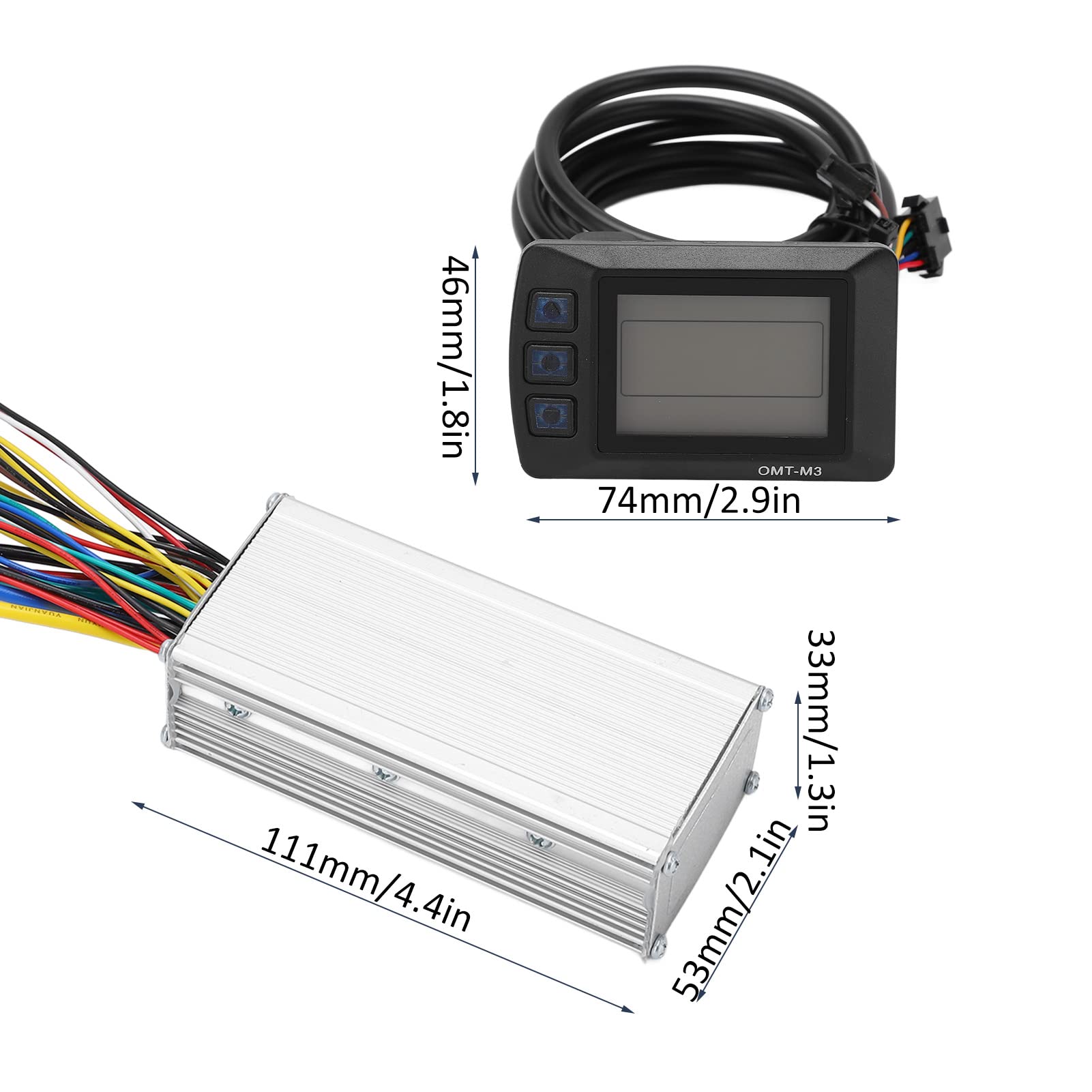 Electric Bike Conversion Kit, Good Heat Dissipation 36V 48V Controller Display Good Toughness with OMT‑M3 Display for Electric Vehicle