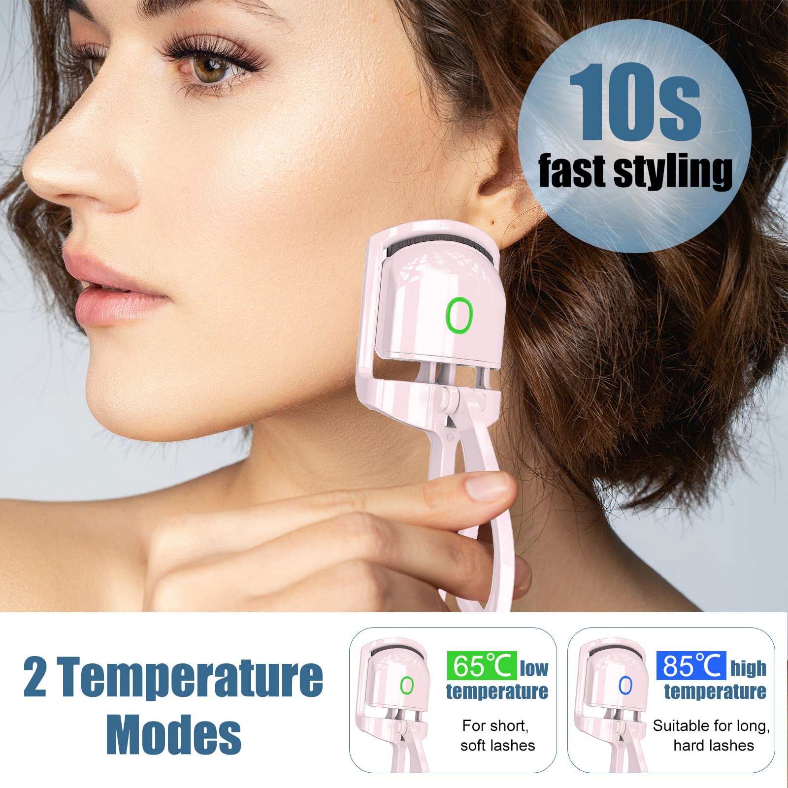 Heated-Eyelash-Curler Quick-Natural-Curling-Heated-Lash-Curler Long-Lasting-Electric-USB-Rechargeable-Curled-Eyelashes Last-All-Day Upgrade-Model
