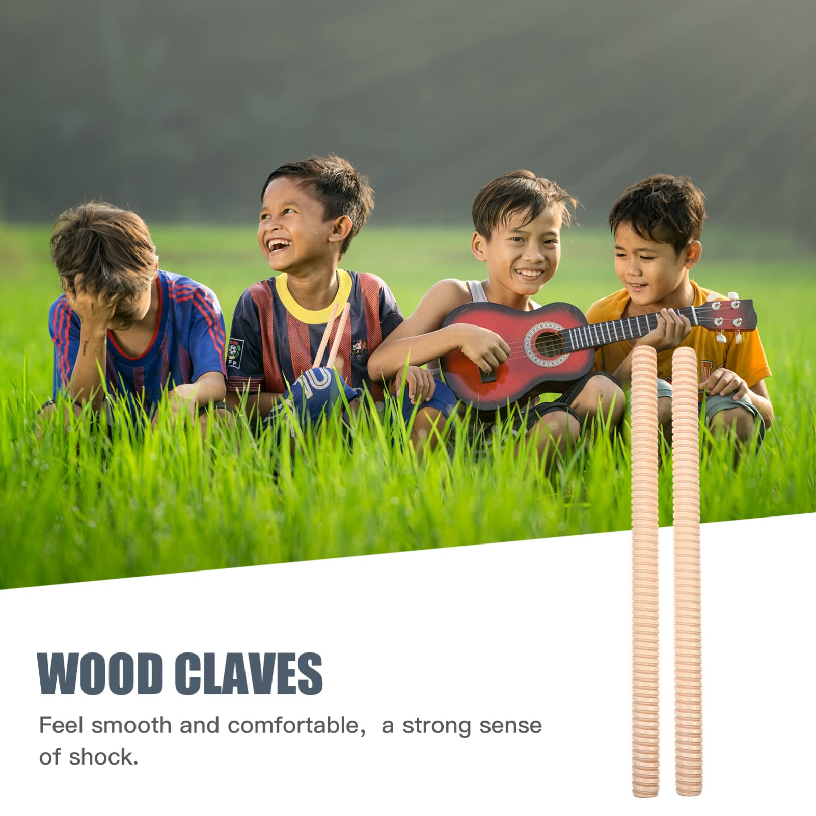 EXCEART 2pcs Wooden Rhythm Sticks Classroom Rhythm Instruments Ribbed Rhythm Claves Sticks for Elementary Preschool
