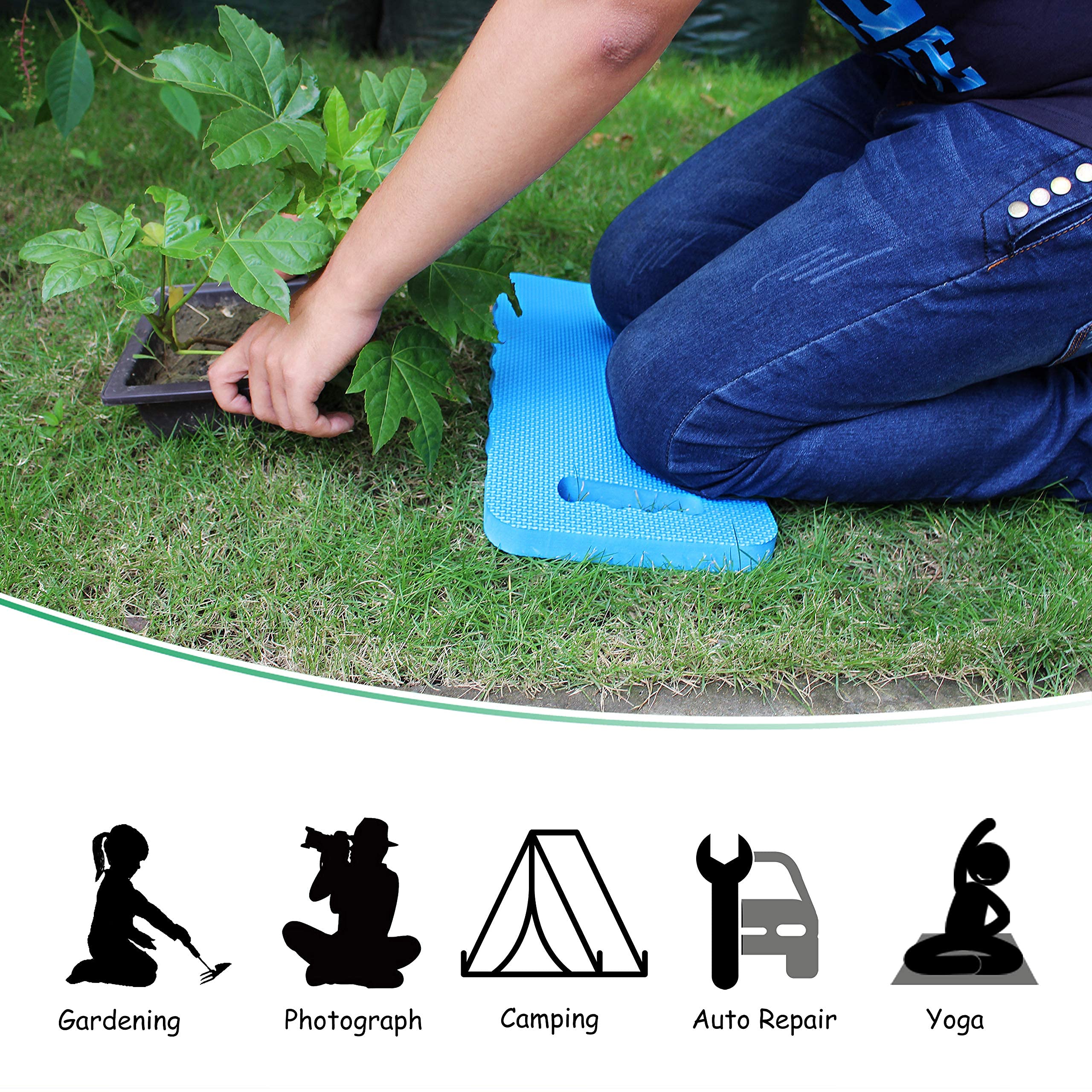 Gardzen 6-Pack Garden Kneeling Cushions - For Gardening, Baby Bath, Yoga, Pilates, Exercise, 16"x8"x1", Blue