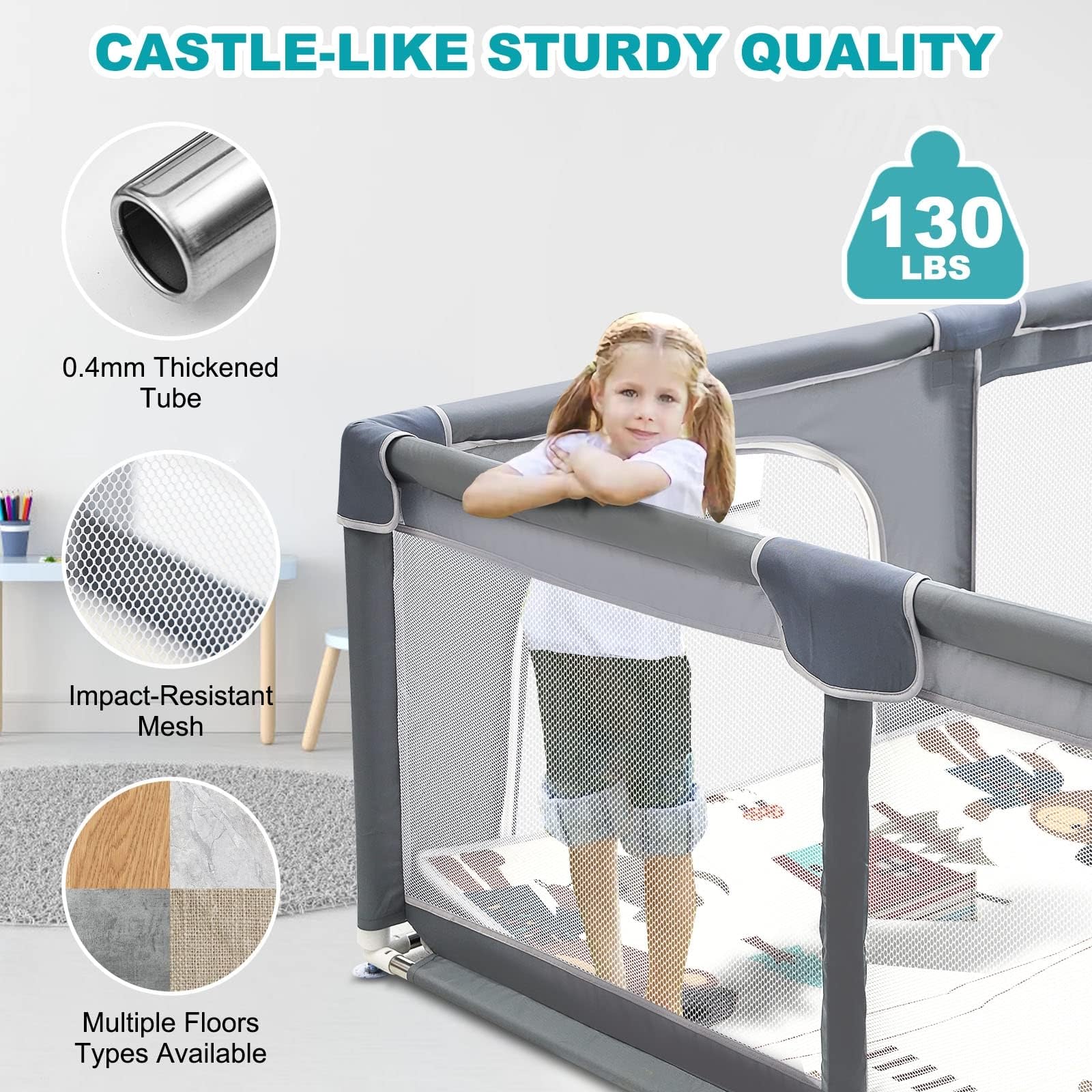 Joywithu Baby Playpen with Mat, 79''×59'' Playpen for Babies and Toddlers, Extra Large Kids Playpen