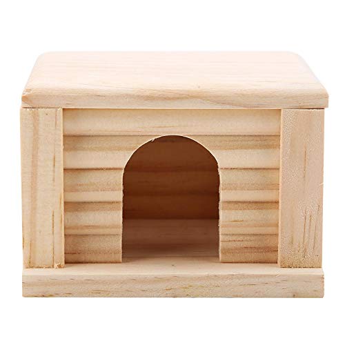 ViaGasaFamido Pet Hamster House, Wooden Odorless Home Openwork Lace Window Hamster House Flat Top Hideout Rat Hut Viewing Room for Small Animals