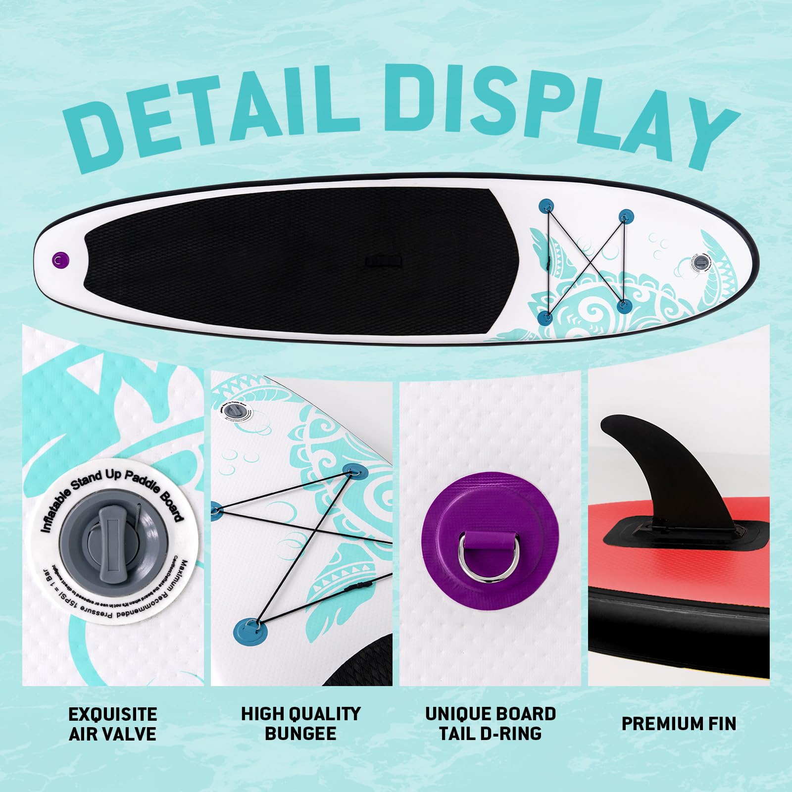 FunWater SUP Inflatable Stand Up Paddle Board Ultra-Light Inflatable Paddleboard with SUP Accessories, Fins, Adjustable Paddle, Pump, Backpack, Leash, Waterproof Phone Bag