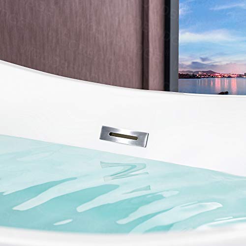 WOODBRIDGE 59" Acrylic Freestanding Bathtub Contemporary Soaking White Tub with Chrome Overflow and Drain,B0016 -C-Drain &O