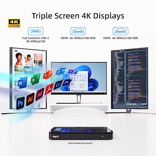 MeLE Overclock3C Mini PC Windows 11 Pro Micro PC Celeron N5095(4C/4T, up to 2.9Ghz, TDP 15W) 16GB DDR4 512GB ROM Small Desktop Computer with 2 X HDMI 4K@60Hz, USB-C, WiFi 6, BT5.2, VESA Mount