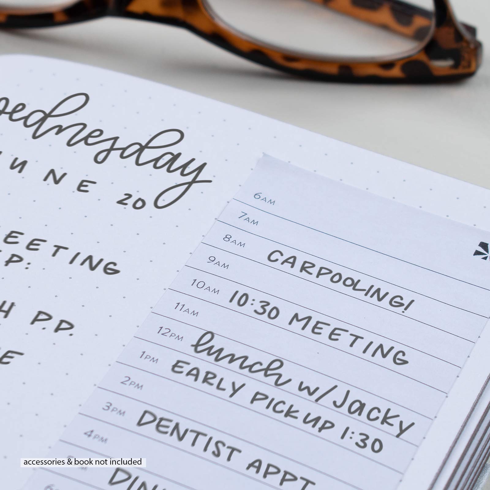Erin Condren Designer Desk Accessories - Hourly Sticky Notepad, 20 Sheets of Paper Measuring 2.12" x 5.83". Expanded Organization for Any Notebook, Planner, Journal and More