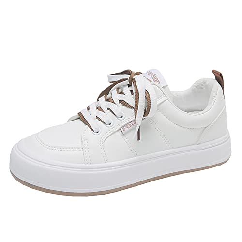 FASDNENDYS Ladies Student Style Fashion Round Head Double Lace Thick Bottom Breathable White Leisure Water Shoes Mens