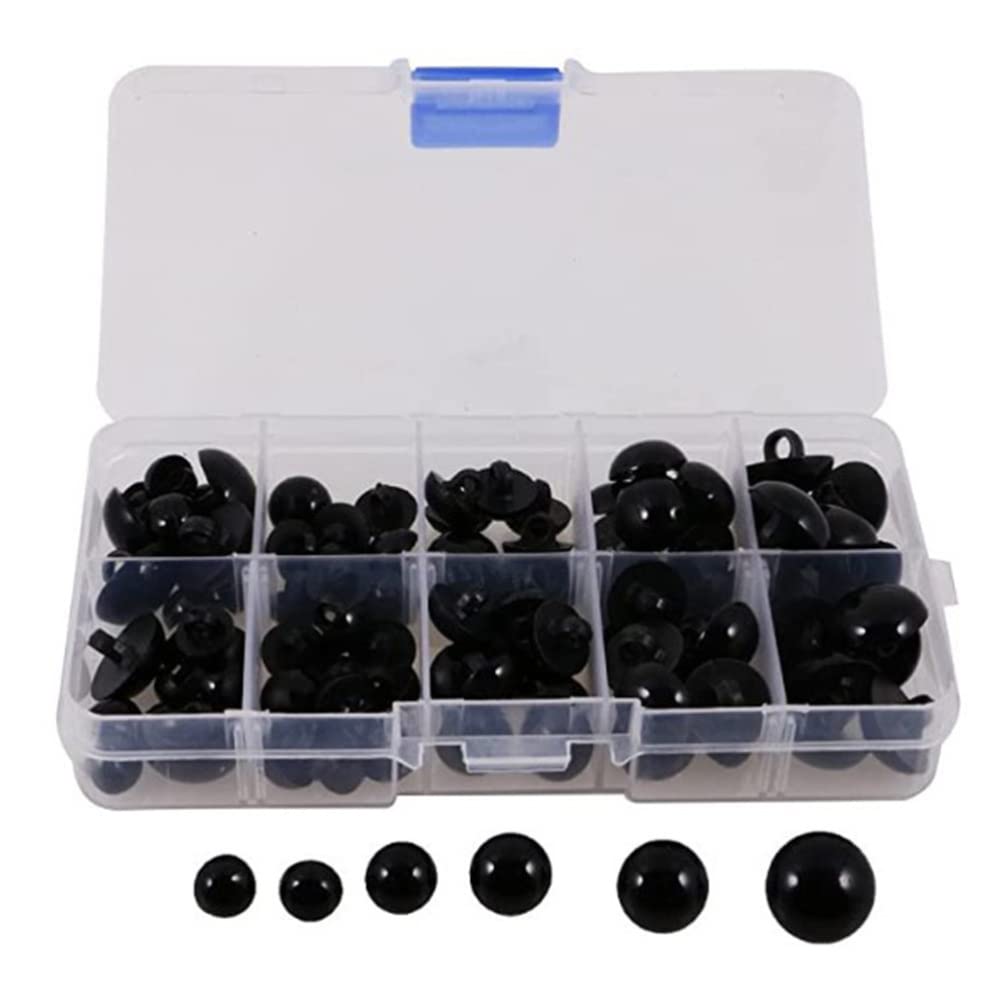 EXCEART Plastic Black Safety Eyes Half Ball Mushroom Buttons Sewing Buttons Eyes Craft 100 Pcs