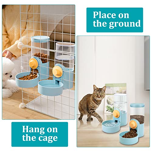 Rabbit Feeder Waterer for Cage Hanging Automatic Cat Dog Food Water Dispenser for Bunny Hamster Indoor Small Pets, Gravity Rabbit Food Bowl Water Bottle Set Ferret Cage Accessories for Cat Guinea Pig