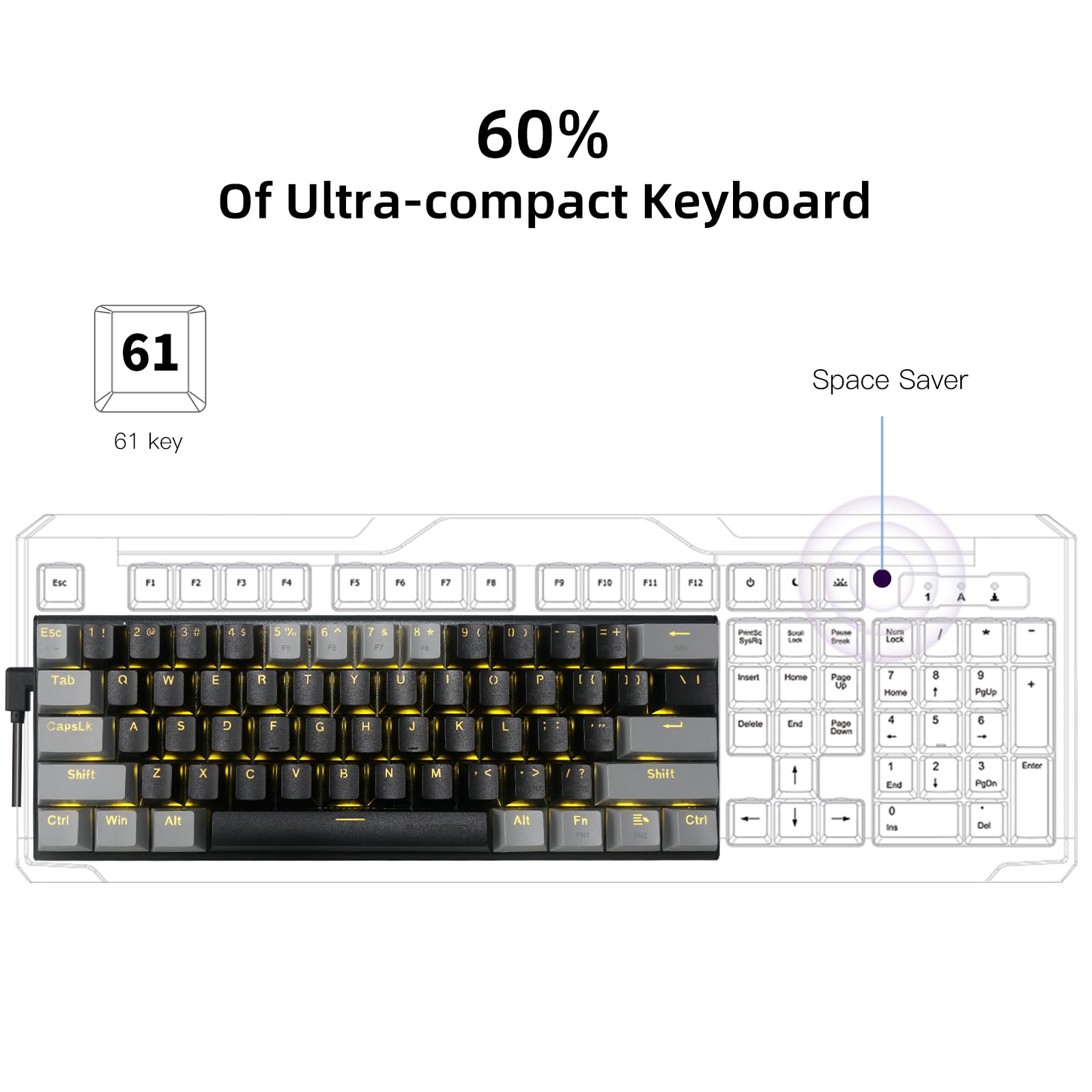 E-YOOSO 60% Mechanical Gaming Keyboard Rainbow Backlit 87 Keys, Z77 TKL Mechanical Keyboards for Laptop Desktop PC - Brown Switch, Pink