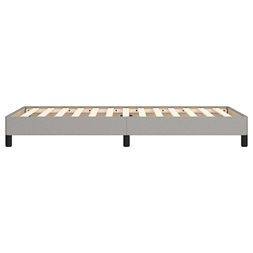 vidaXL Bed Frame, Upholstered Platform Bed, Single Bed Base with Wooden Slats Support for Bedroom, Light Gray 39.4"x74.8" Twin Fabric