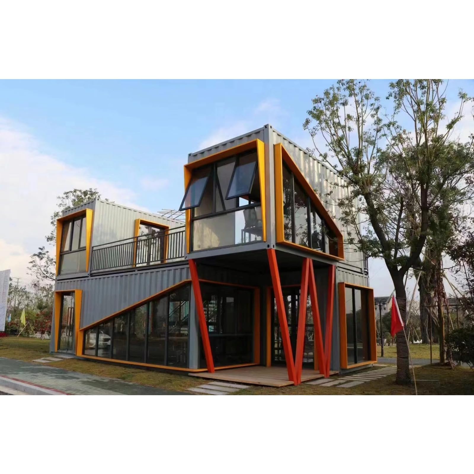 Portable prefabricated Tiny Home,Prefabricated Steel Frames Container House, Mobile prefab Office,Food Selling Booth, Shopping Container Home of 18㎡ 36㎡ 73㎡