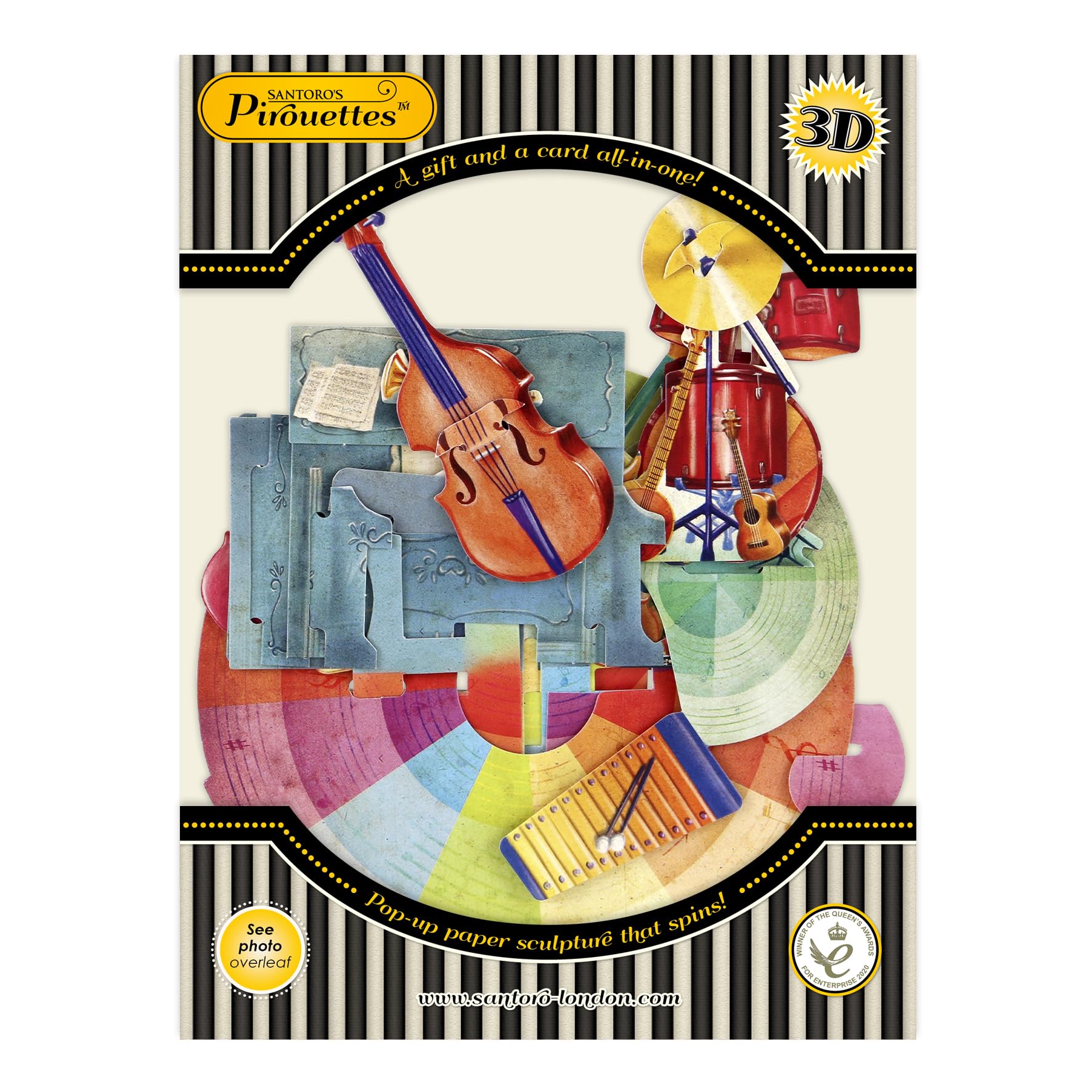 SANTORO Pirouette, 3D Pop Up Greeting Card - Music - For Her, Him, Birthday, Graduation, Thank You | Gift For Music Lovers, Musicians, Teacher